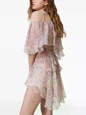 TWINSET Ruffled Paisley Print Mini Dress