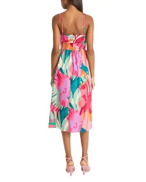 Maggy London Printed Twist Front Midi Dress