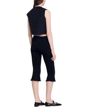 Sandro Pleated Cropped Top - Black