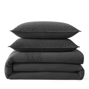 Dkny Pure Hotel Eyelet Duvet Cover Set, Full/queen - Black