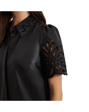 PHASE EIGHT Cutwork Faux Leather Shirt Dress