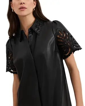 PHASE EIGHT Cutwork Faux Leather Shirt Dress