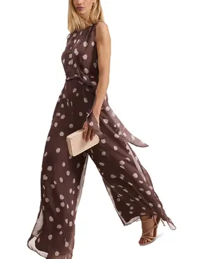 PHASE EIGHT Maxine Chiffon Dot Print Jumpsuit