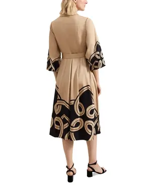PHASE EIGHT Breena Border Print Midi Dress
