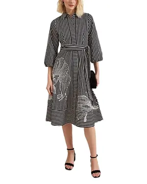 PHASE EIGHT Striped Cotton Blend Dress