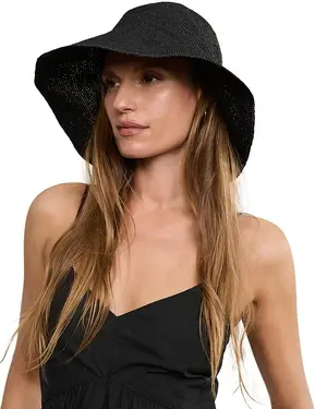 Jenni Kayne Crocheted Raffia Sun Hat - Black
