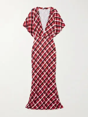 Norma Kamali Obie Checked Stretch-jersey Gown