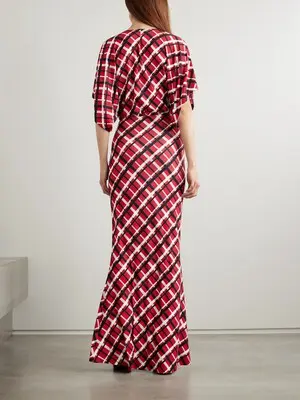 Norma Kamali Obie Checked Stretch-jersey Gown