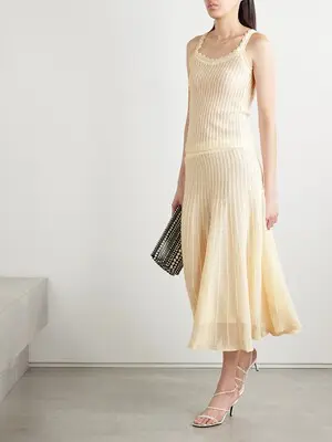 Khaite Ennio Scalloped Pointelle-knit Tank - Neutrals