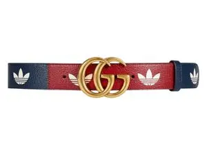 Gucci X Adidas Double G Trefoil Belt - Navy Blue Red
