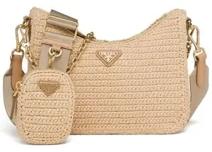 Prada Re-edition 2005 Raffia Bag - Tan