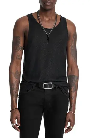 John Varvatos Slim Fit Linen Tank - Black