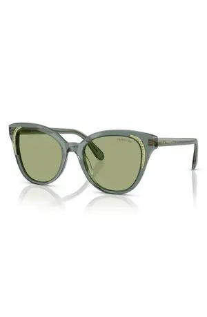 SWAROVSKI 53mm Butterfly Sunglasses - Transparent Green/ Dark Green