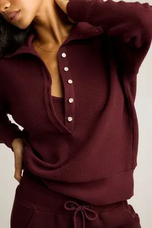 NEGATIVE UNDERWEAR Negative Underwear Waffle Knit Pullover Garnet