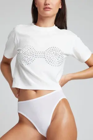 NEGATIVE UNDERWEAR Uniform Baby Tee - White: Bling Edition