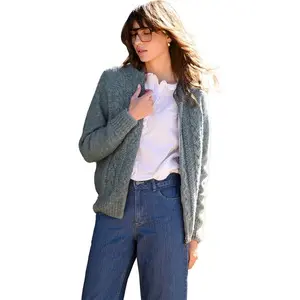 CELTIC & CO. Wool Zip Cardigan With Cable Knit