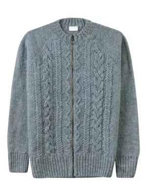 CELTIC & CO. Wool Zip Cardigan With Cable Knit
