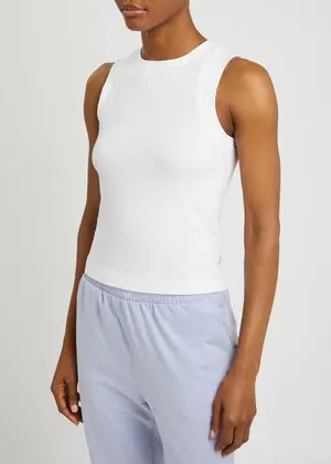 Vuori Ribbed Stretch-modal Tank - White