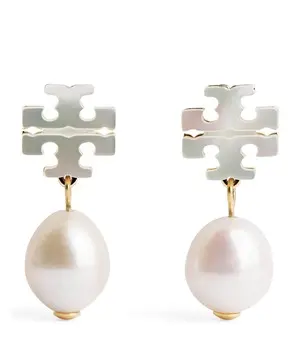 Tory Burch Mother-of-pearl Kira Drop Earrings - Gold