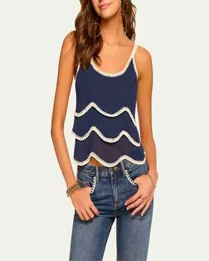 Ramy Brook Ariel Embroidered Sleeveless Top