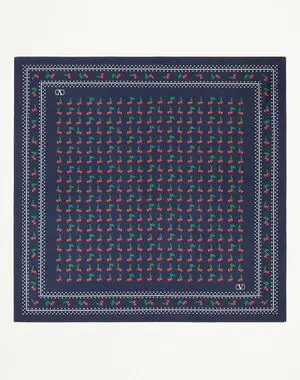 Valentino Garavani Cherryfic Silk Scarf - Blue/red