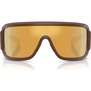 Moncler 142mm Rectangular Shield Sunglasses - Matte Brown