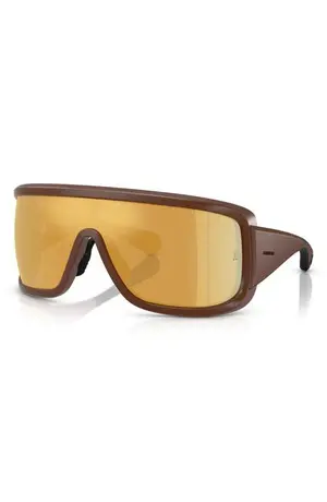 Moncler 142mm Rectangular Shield Sunglasses - Matte Brown