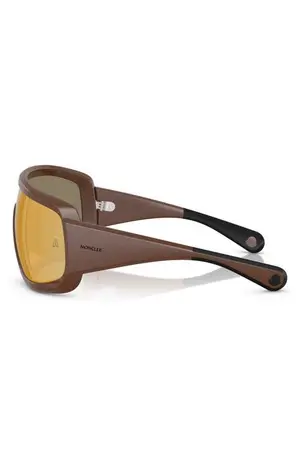 Moncler 142mm Rectangular Shield Sunglasses - Matte Brown
