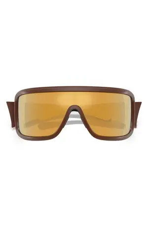 Moncler 142mm Rectangular Shield Sunglasses - Matte Brown