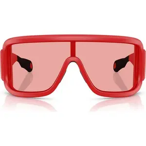 Moncler 142mm Rectangular Shield Sunglasses Matte Red