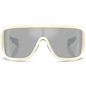 Moncler 142mm Rectangular Shield Sunglasses Yellow