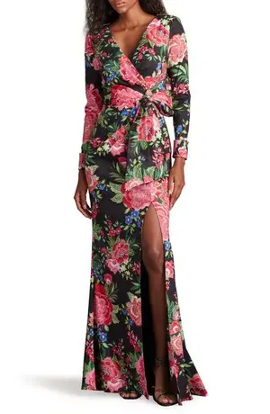Long Sleeve Floral Evening Dresses