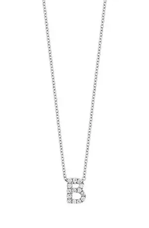 Bony Levy Diamond Pavé Initial Pendant Necklace - 18k White Gold - B