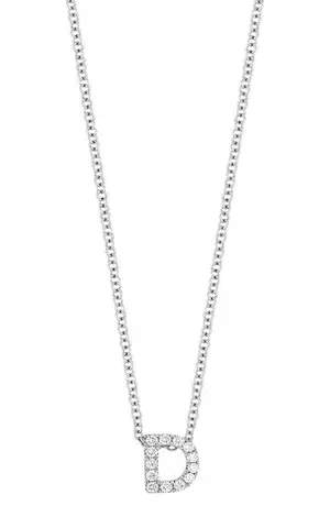 Bony Levy Diamond Pavé Initial Pendant Necklace - 18k White Gold - D