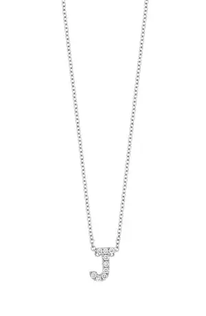 Bony Levy Bony Levy Diamond Pavé Initial Pendant Necklace 18k White Gold - J