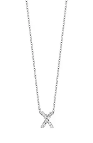 Bony Levy Diamond Pavé Initial Pendant Necklace - 18k White Gold - X