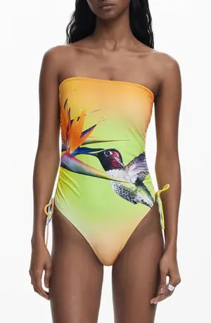 Desigual Desigual Hummingbird Printed One-Piece Swimsuit Yellow Multi