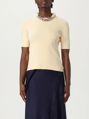 Rabanne Knit T-shirt With Textured Neckline - Beige