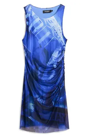 Desigual Abstract Print Mesh Sheath Dress