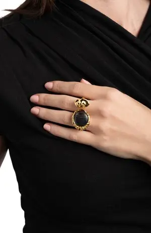 Alexis Bittar Brut Banded Agate Open Ring