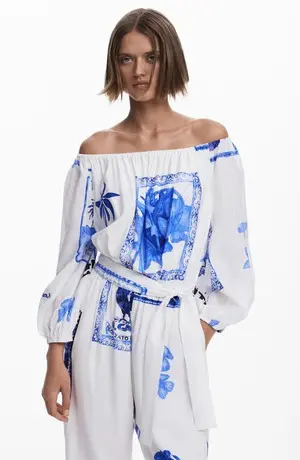 Desigual Printed Off-the-shoulder Jumpsuit