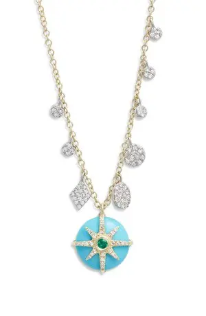 Meira T Turquoise And Diamond Pendant Necklace - Gold