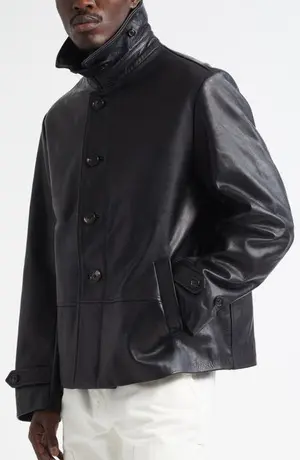 BODE Cropped Continental Leather Coat