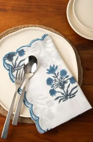 MELA ARTISANS Azure Handblocked Napkin Set