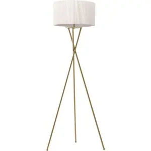 BRIGHTECH Jaxon Pleated 60" Smart Home Compatible Led Twisted Tripod Floor Lamp - Polished Gold