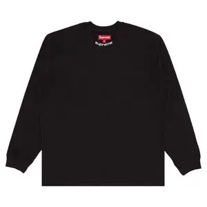 Supreme Embroidered Collar Long-sleeve Top - Black