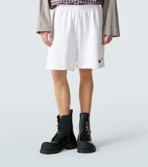 Balenciaga Logo Fleece Shorts - White
