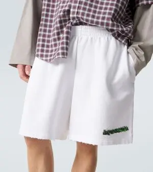 Balenciaga Logo Fleece Shorts - White