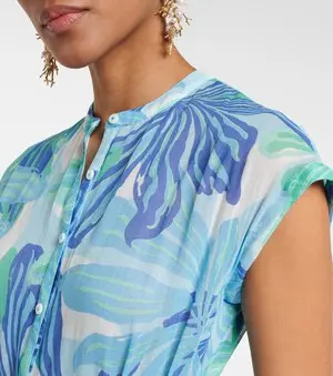 Poupette St Barth Kora Printed Cotton Gauze Maxi Dress - Blue