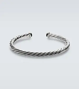 David Yurman 14k Yellow Gold And Sterling Onyx Cuff Bracelet - Silver